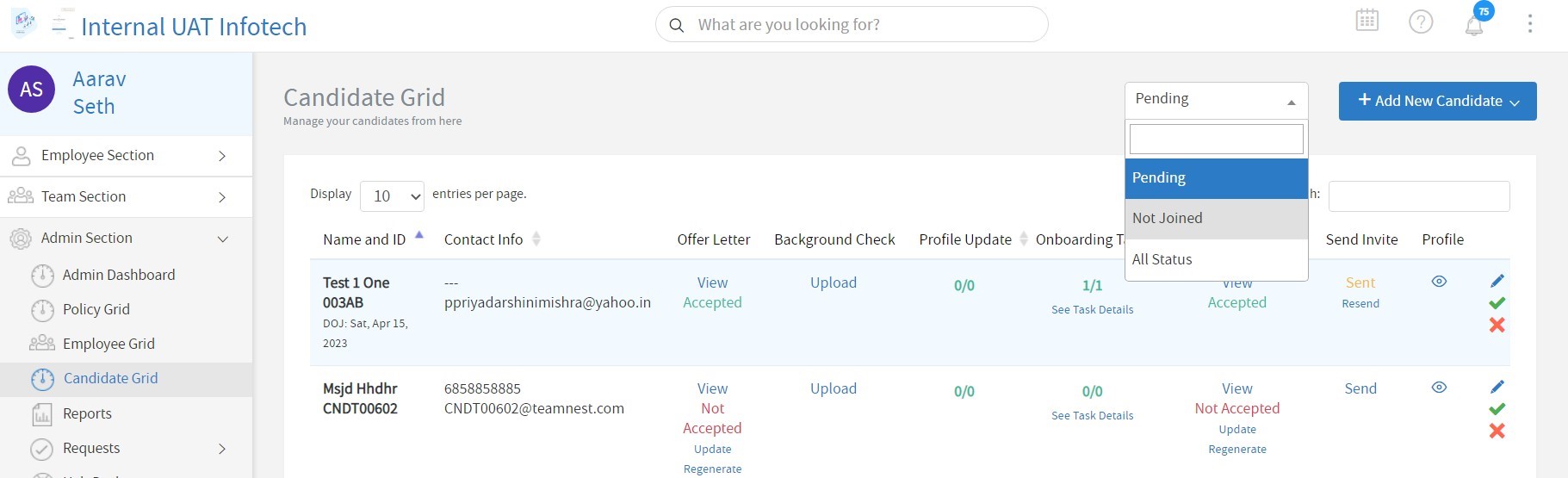 Guide for using Onboarding Module – TeamNest